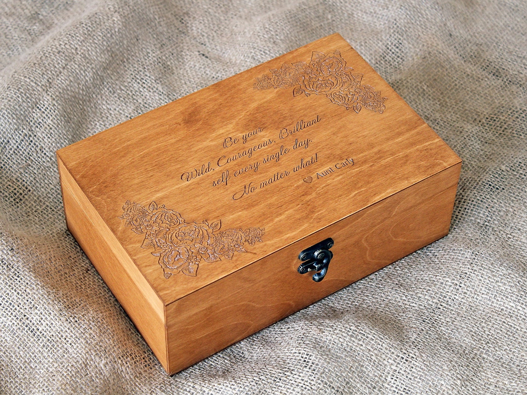 Personalized jewelry box with custom message engraved, Gift for her ...