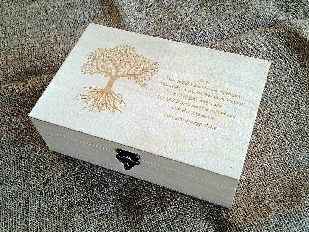 Custom memory box with your special message or poem engraved on the li ...