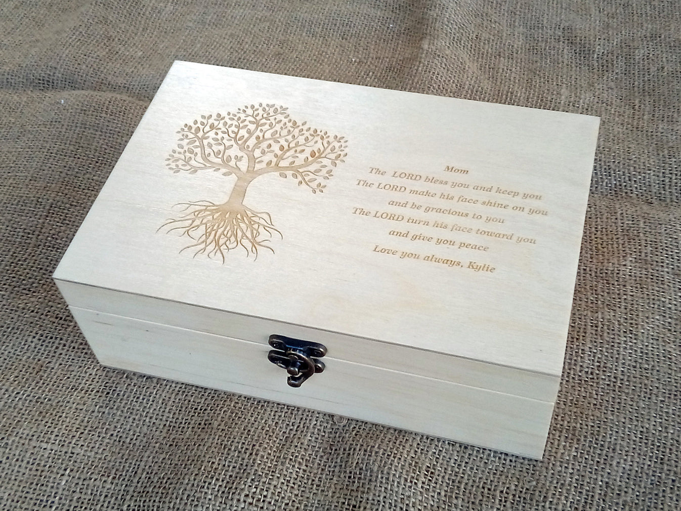 Custom memory box with your special message or poem engraved on the li ...