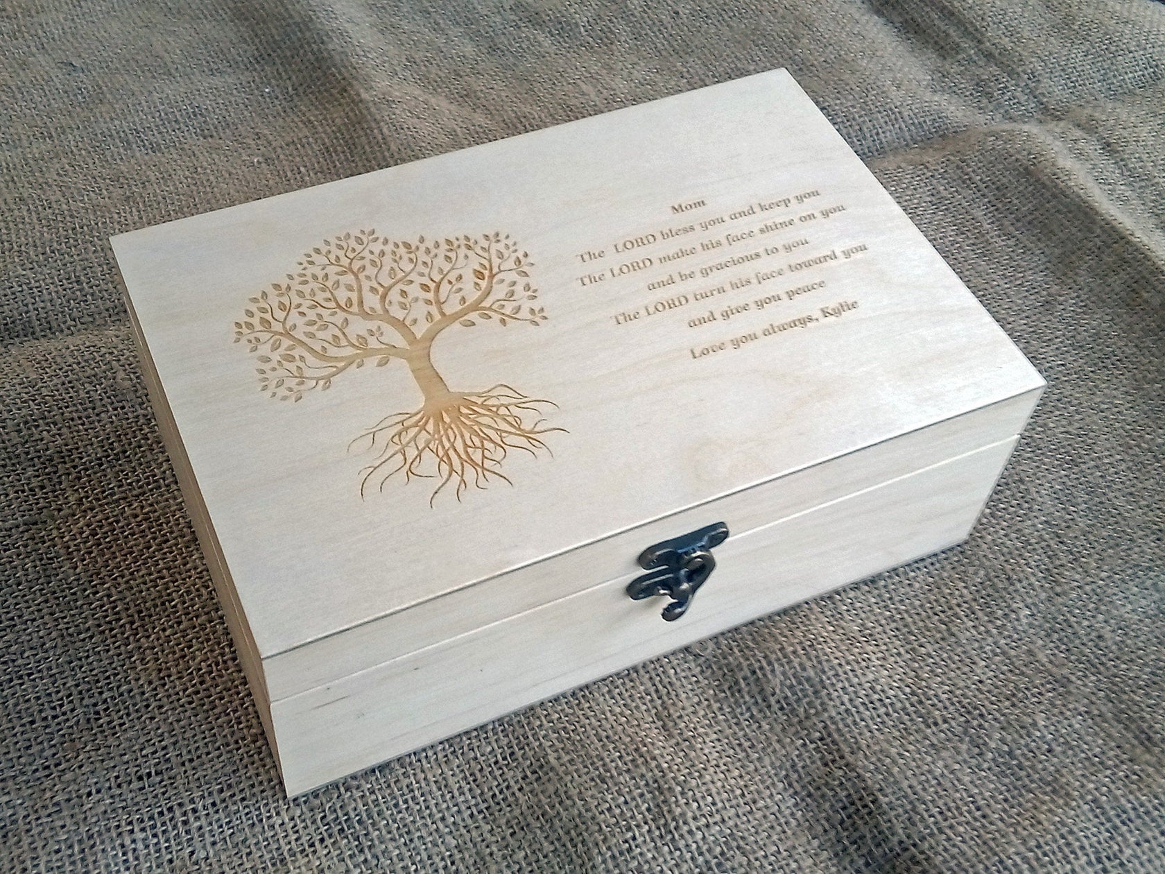 Custom memory box with your special message or poem engraved on the li ...
