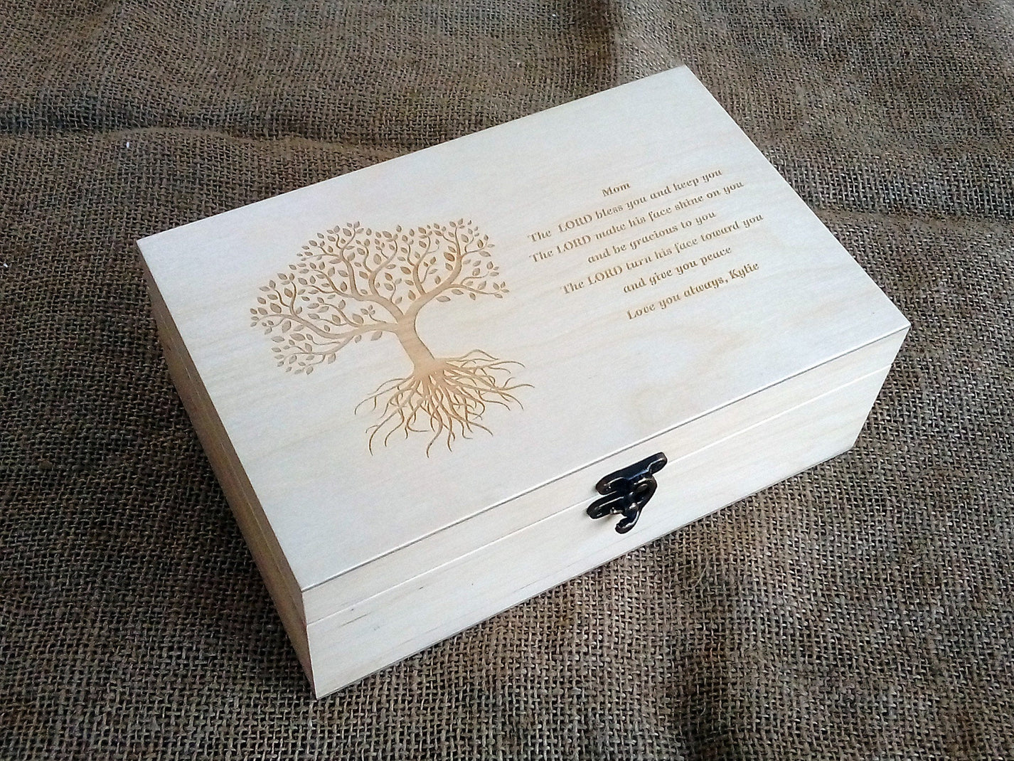 Custom memory box with your special message or poem engraved on the li ...
