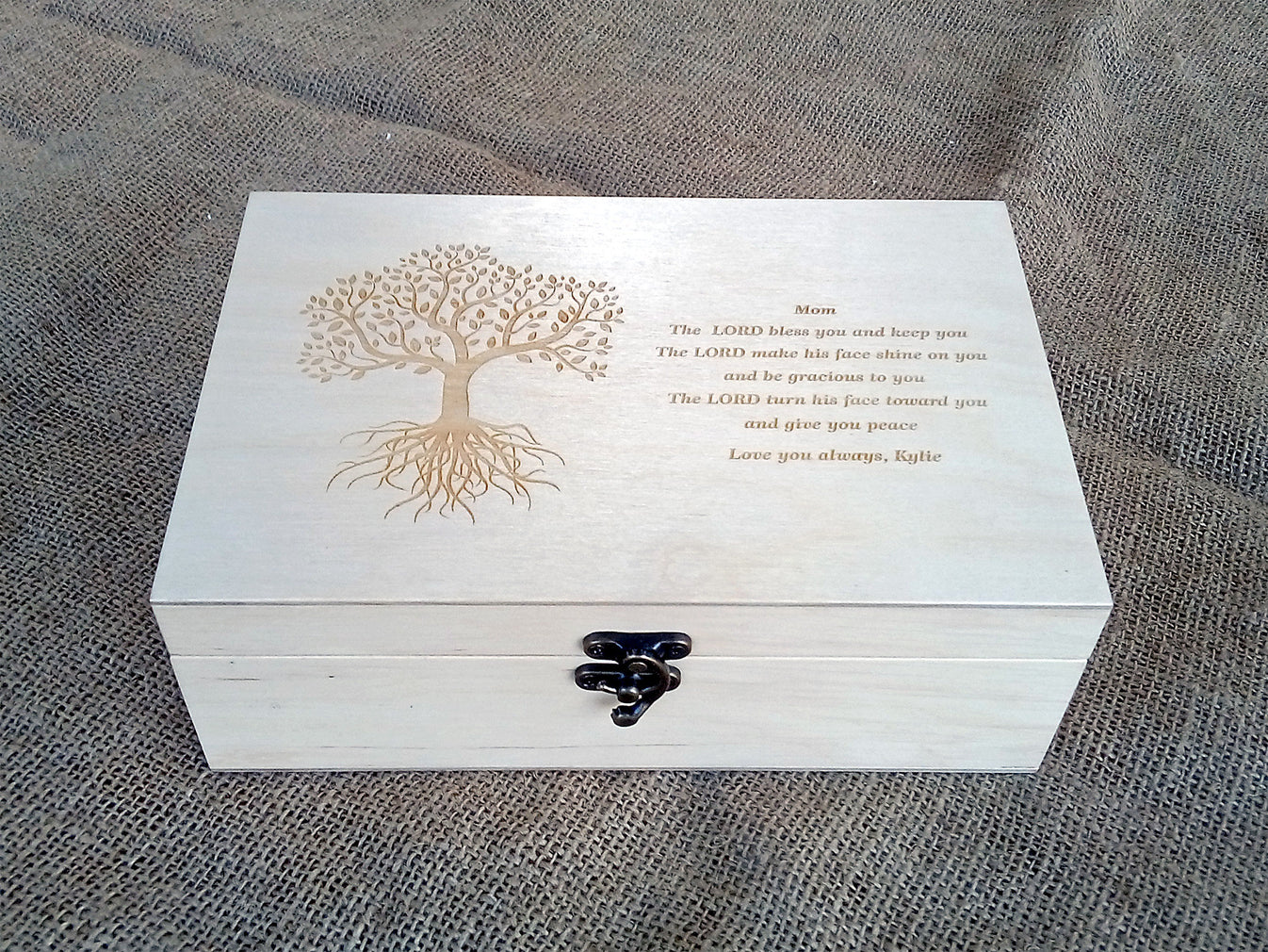 Custom memory box with your special message or poem engraved on the li ...
