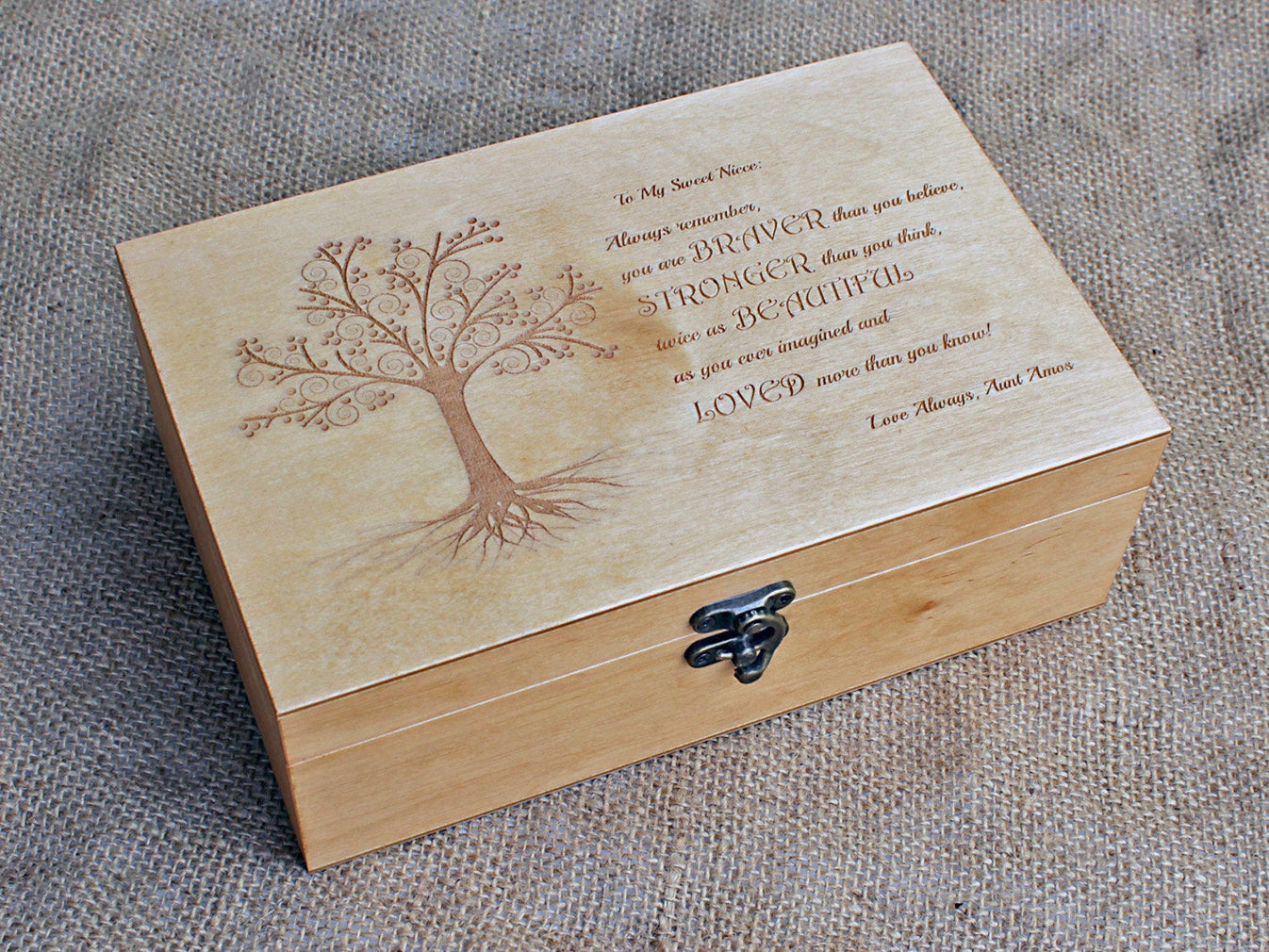Favorite saying printed on wood box, Memory box with your favorite quo ...