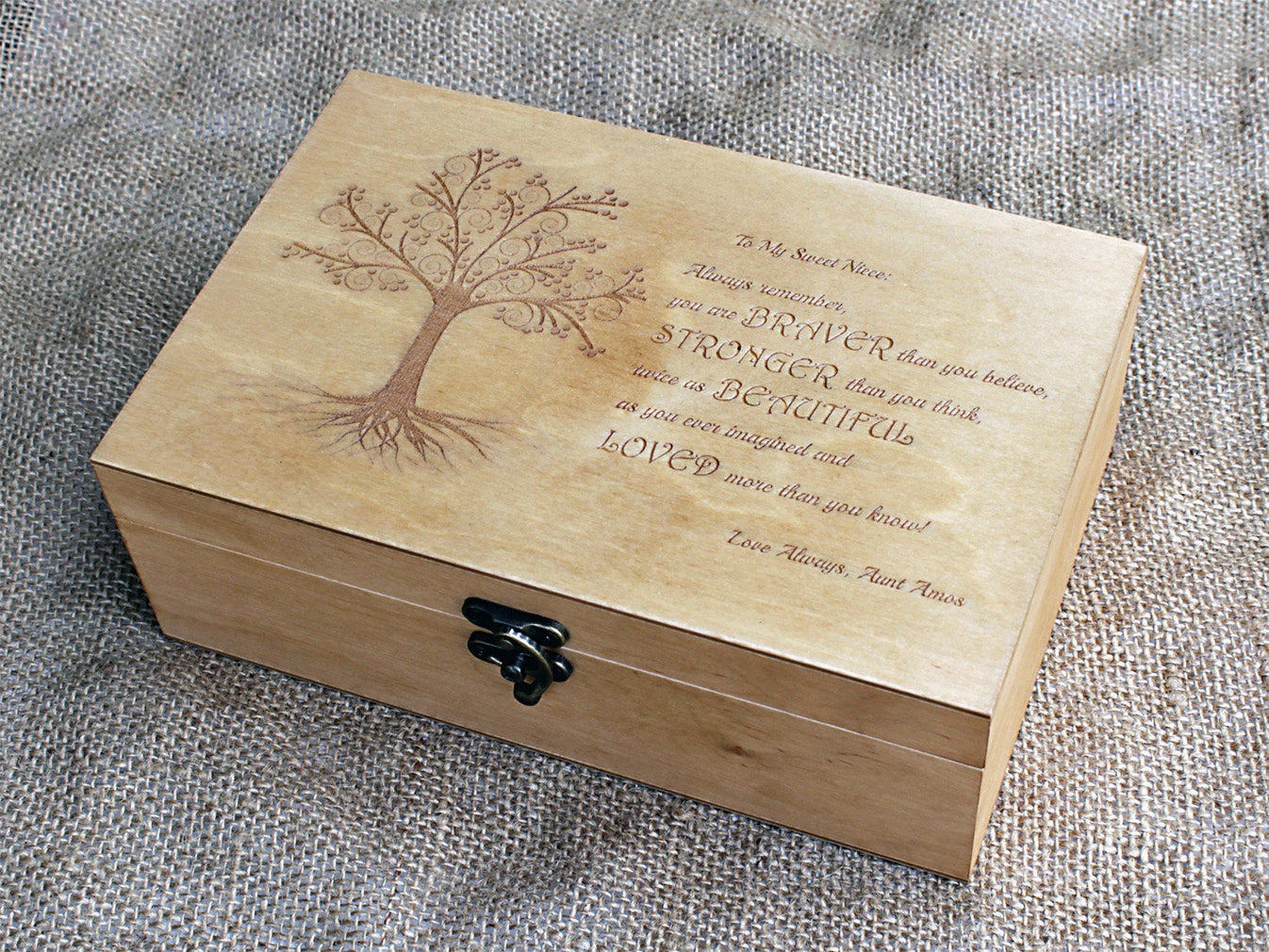 Favorite saying printed on wood box, Memory box with your favorite quo ...