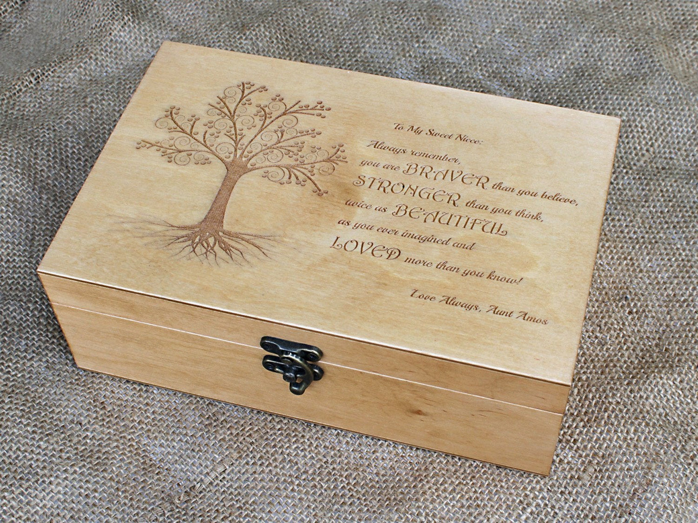 Favorite saying printed on wood box, Memory box with your favorite quo ...