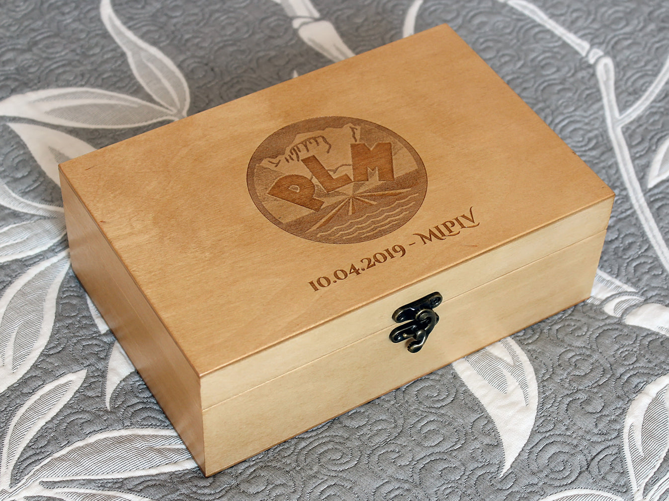 Custom logo engraved on wood box, Personalized box with logo or monogr ...